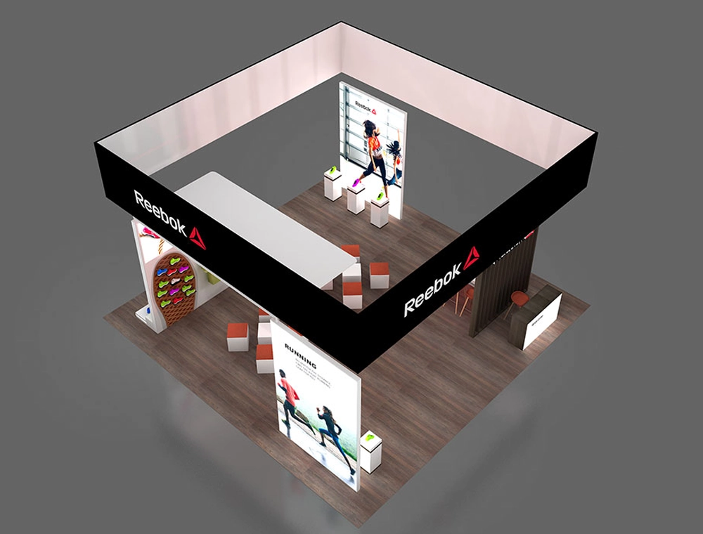 30x30 Product Kiosk: Slatted Entry & Backlit Graphics